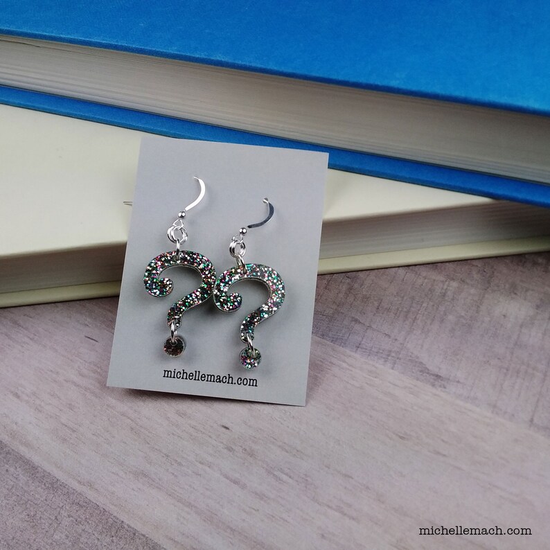 Question Mark and Exclamation Point Earrings (glitter Version) - Etsy