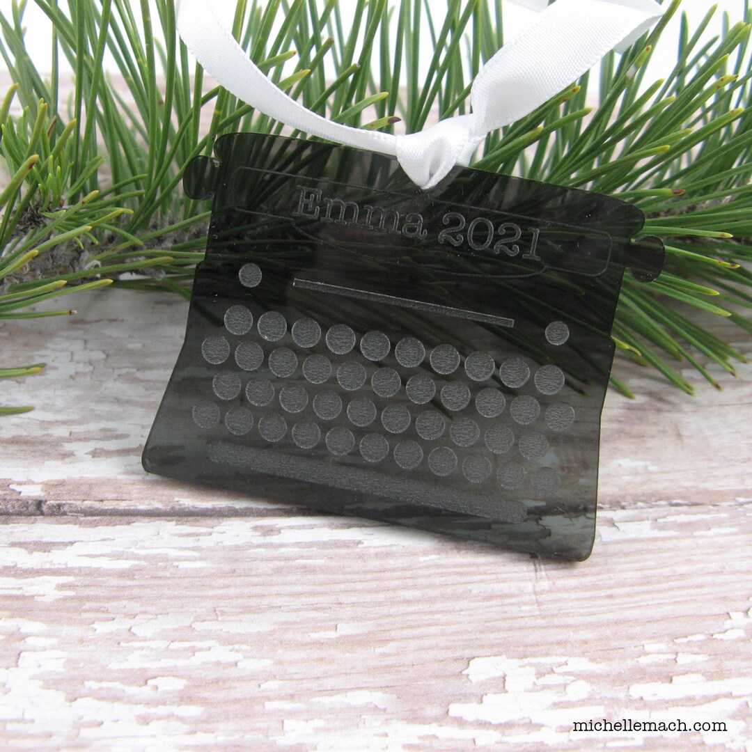Typewriter Ornament Personalized With Name or Date - Author Gift - Etsy