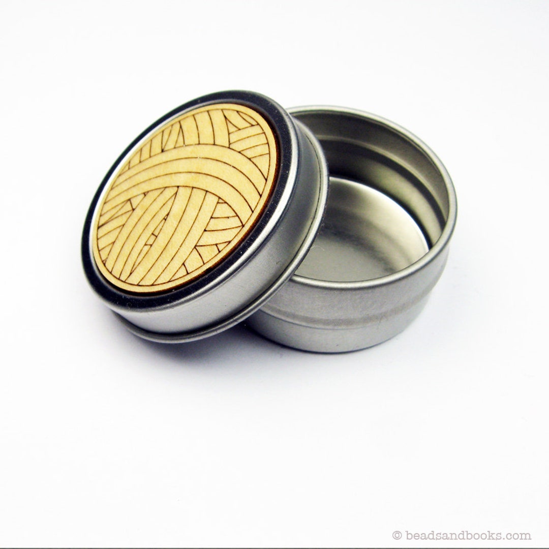 Yarn Ball Tin Knitting Storage Container With Engraved Wood - Etsy