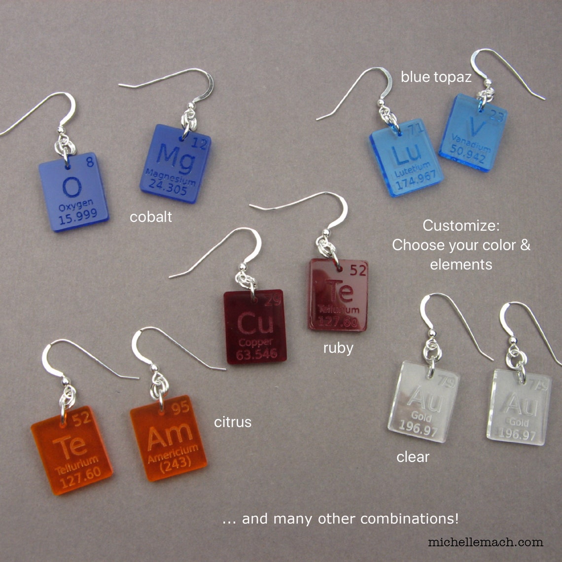 Element Earrings - Periodic Table Jewelry for Friendly Science Lab Tech ...
