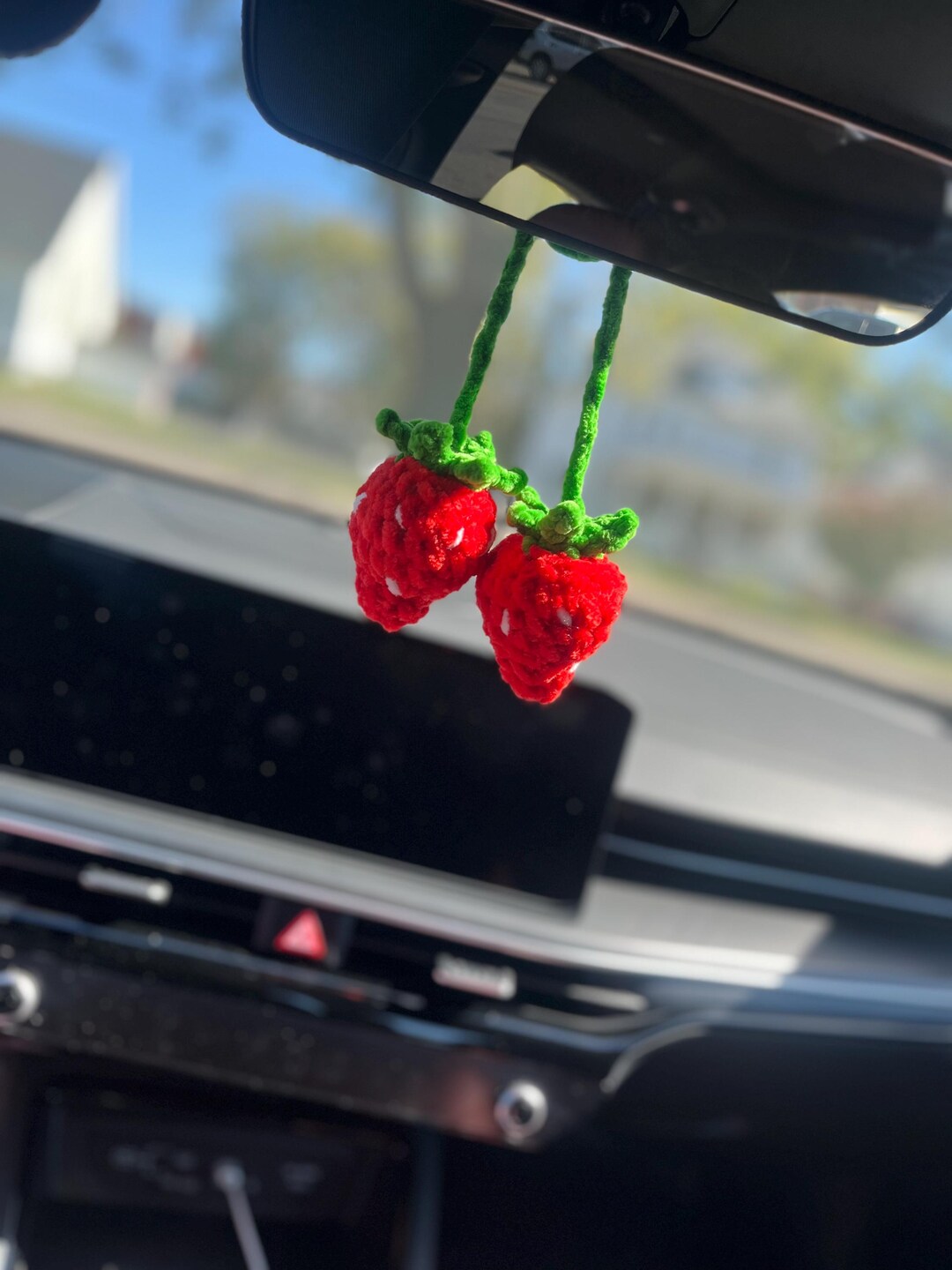 Crocheted Strawberry Car Hanger - Etsy
