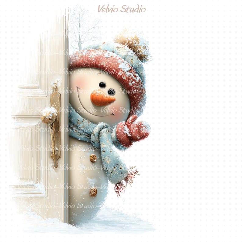 Peeking Snowman Clipart Set: Winter and Christmas Graphics, 25 PNG ...