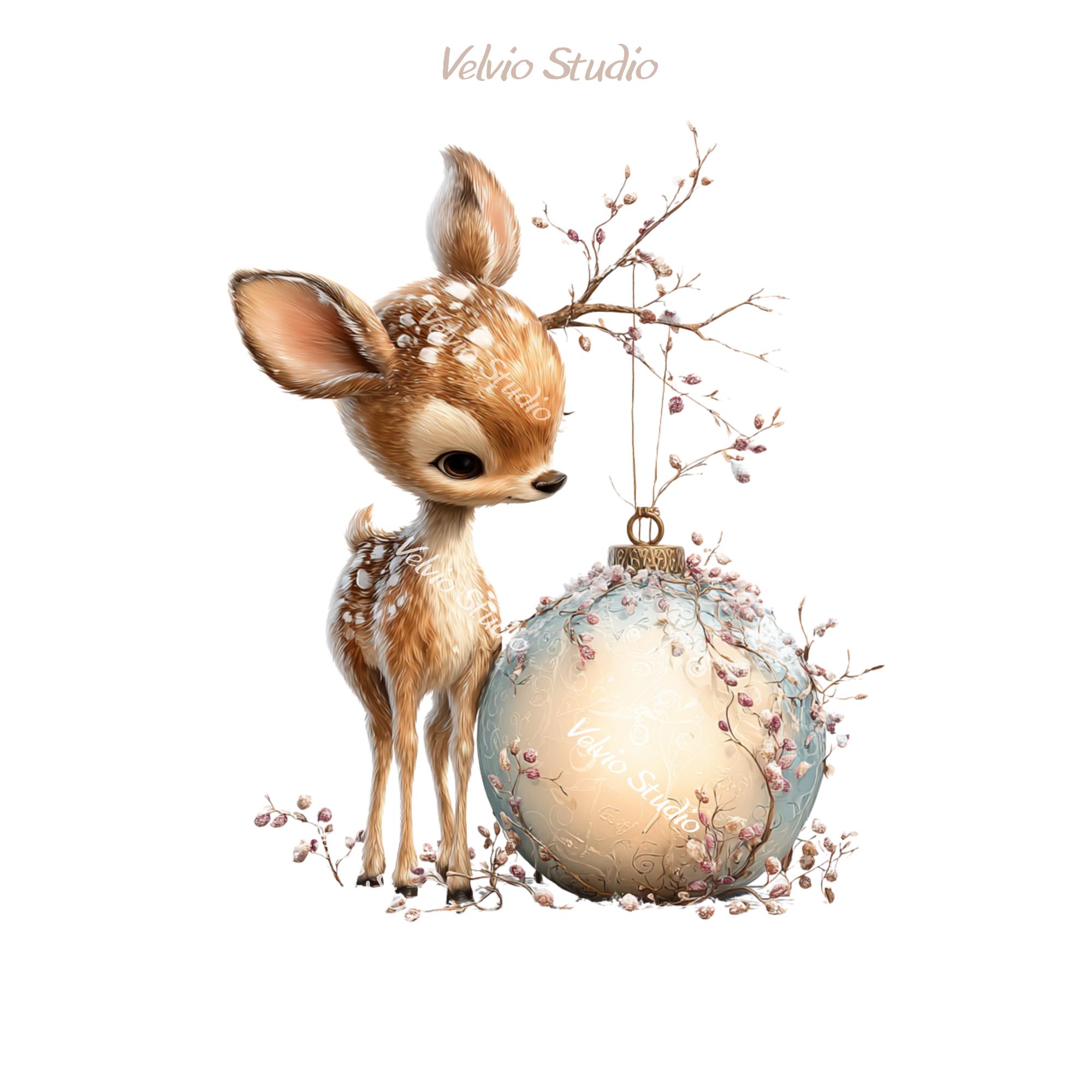 Christmas Baby Deer Clipart Set: Festive Winter Collection, 16 PNG ...