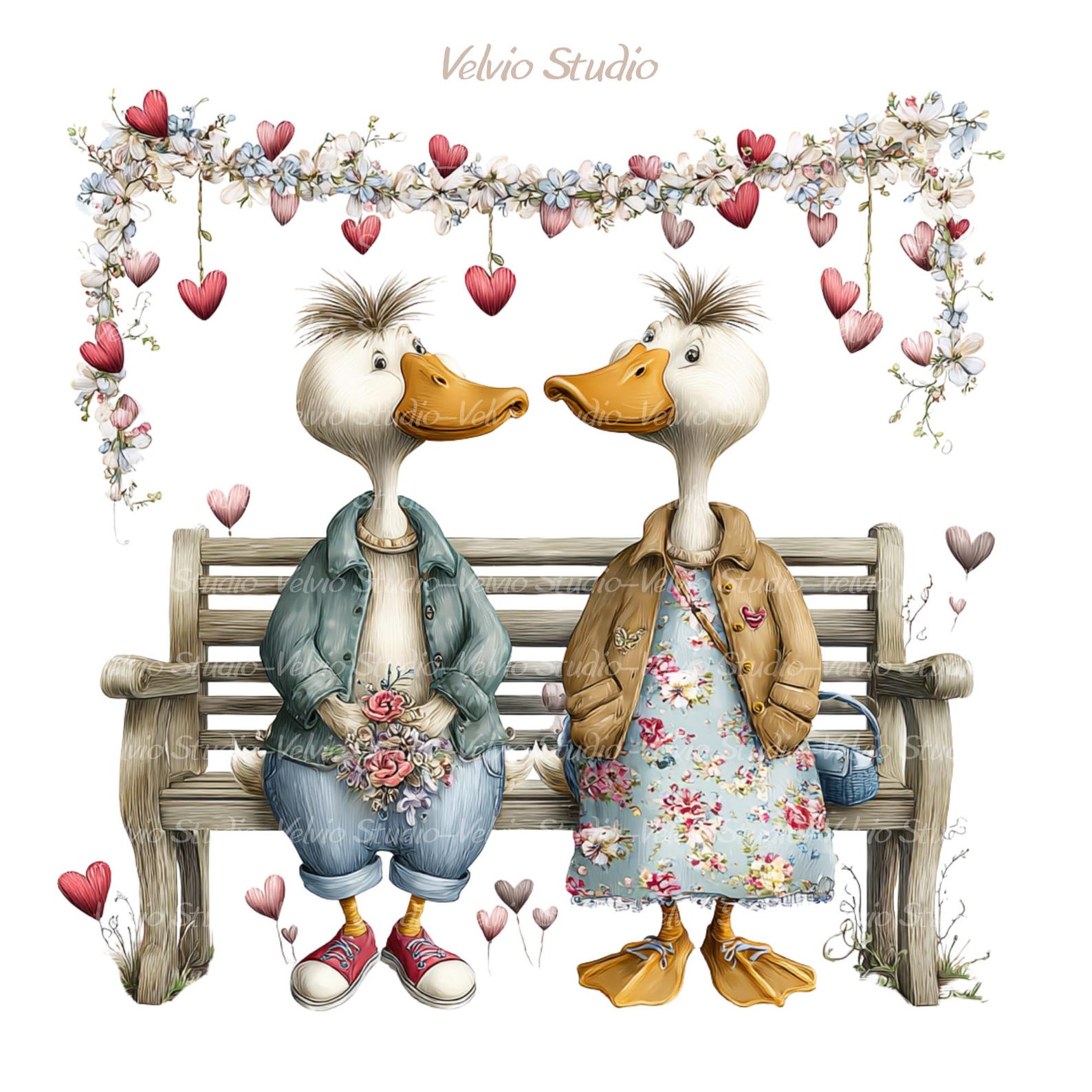Valentine Goose Couple: 33 PNG & JPG Files Included (digital Download ...