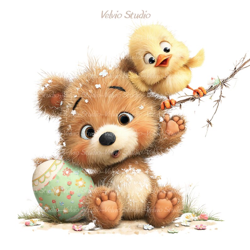Easter Chick and Teddy Bear Clipart Set: 15 PNG & JPG Files Included ...