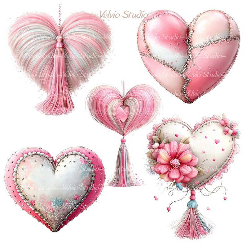 Pink Heart Clipart Bundle: Valentine Illustrations, 60 PNG & JPG Files ...