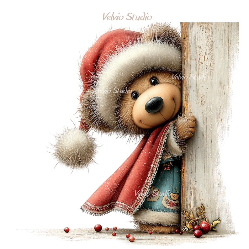 Teddy Bear Clipart Set: Festive Winter Illustrations, 23 PNG & JPG ...