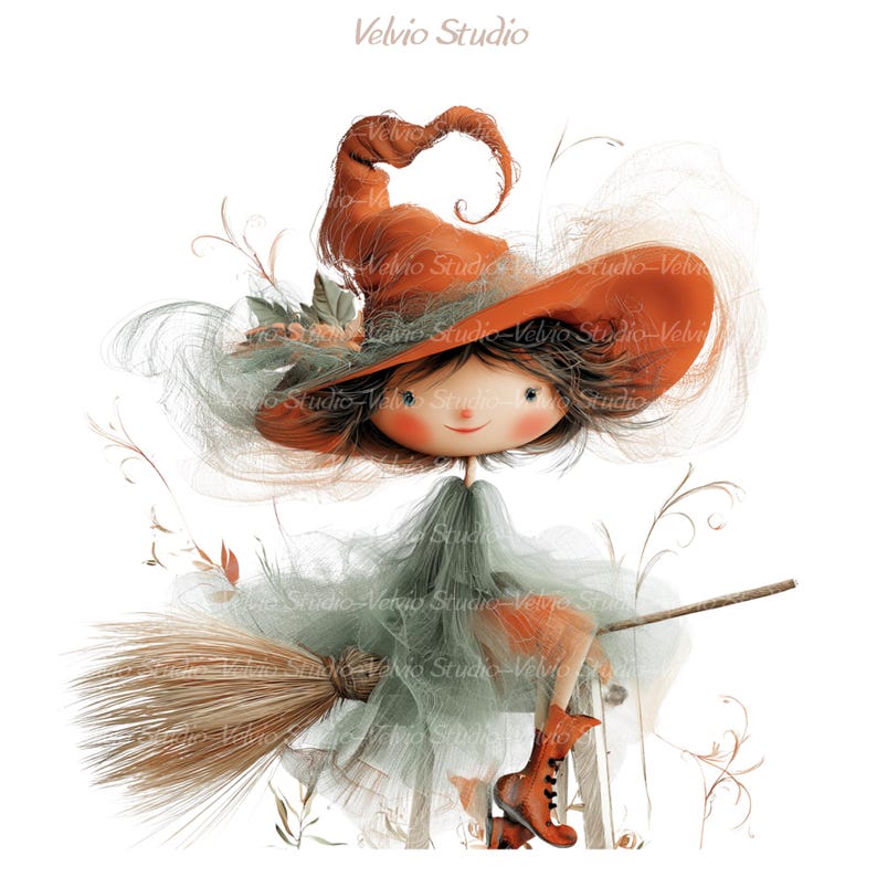 Halloween Witches Clipart: Soft Illustrations (35 PNG/JPG Files) - Etsy ...