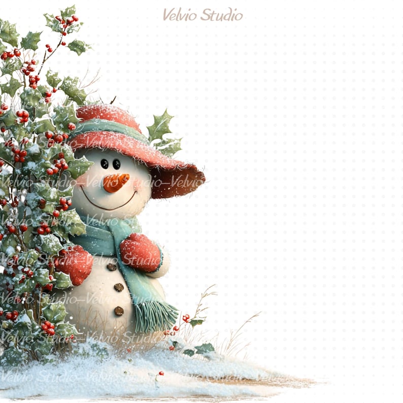 Peeking Snowman Clipart Set: Winter and Christmas Graphics, 25 PNG ...