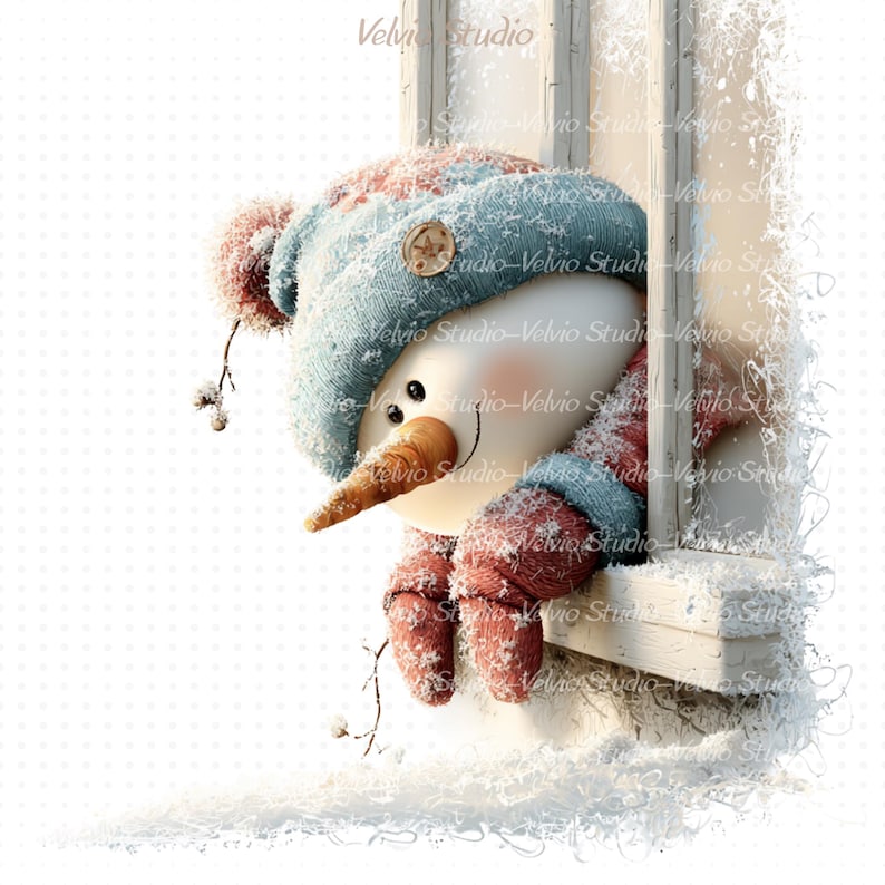 Peeking Snowman Clipart Set: Winter and Christmas Graphics, 25 PNG ...
