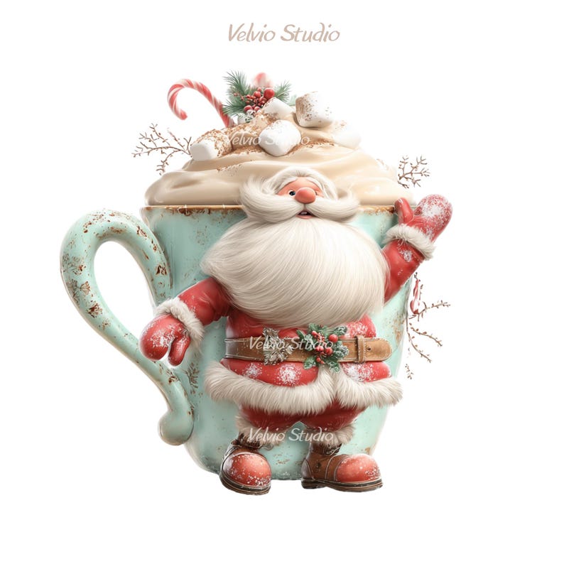Cheerful Santa Clipart Set: Festive Winter Illustrations, 12 PNG & JPG ...