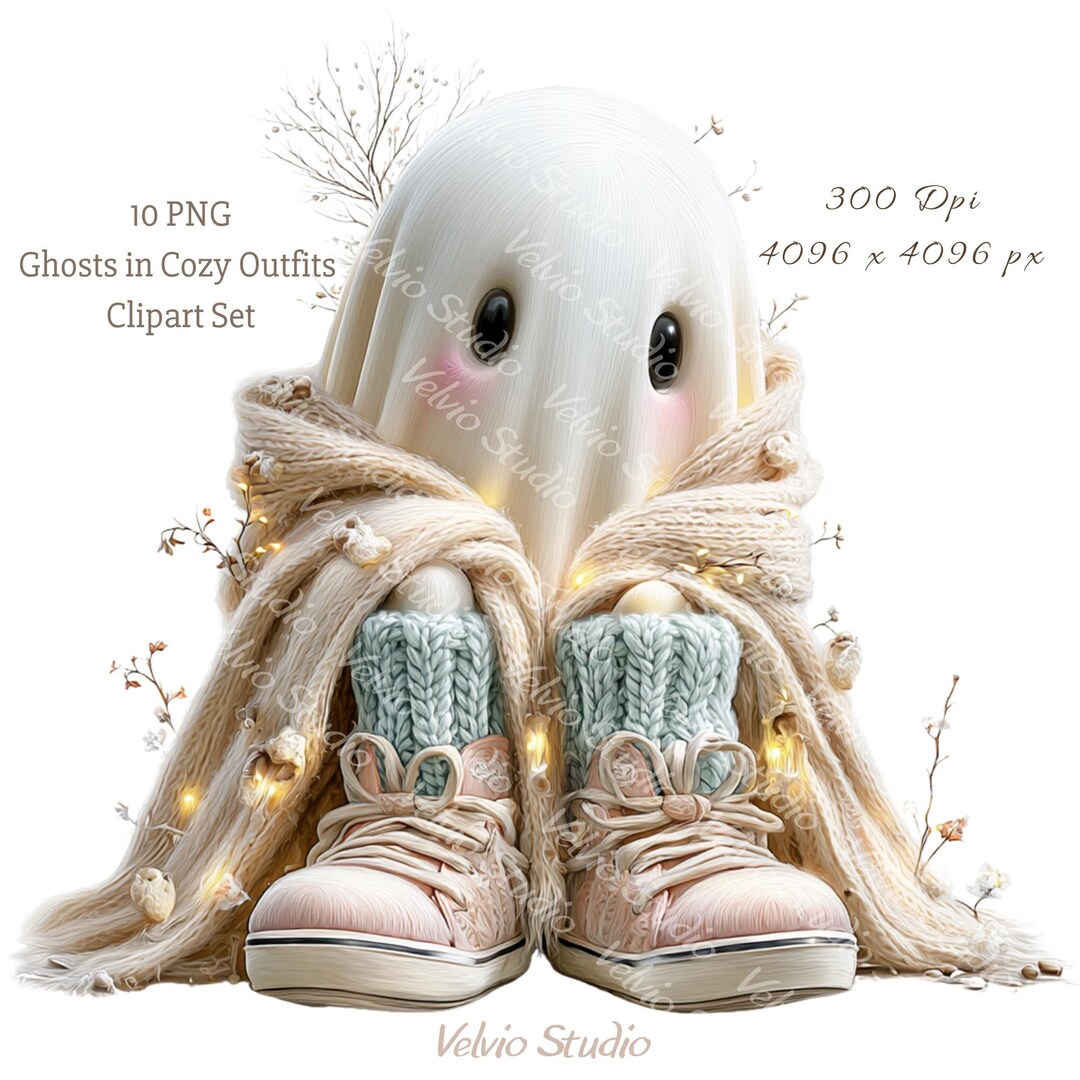 Pastel Ghost Clipart Set: Cozy Halloween Autumn Art (digital Download ...