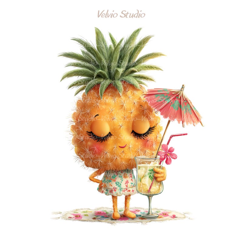 Summer Pineapple Clipart Set: 15 PNG & JPG Files (digital Printable ...