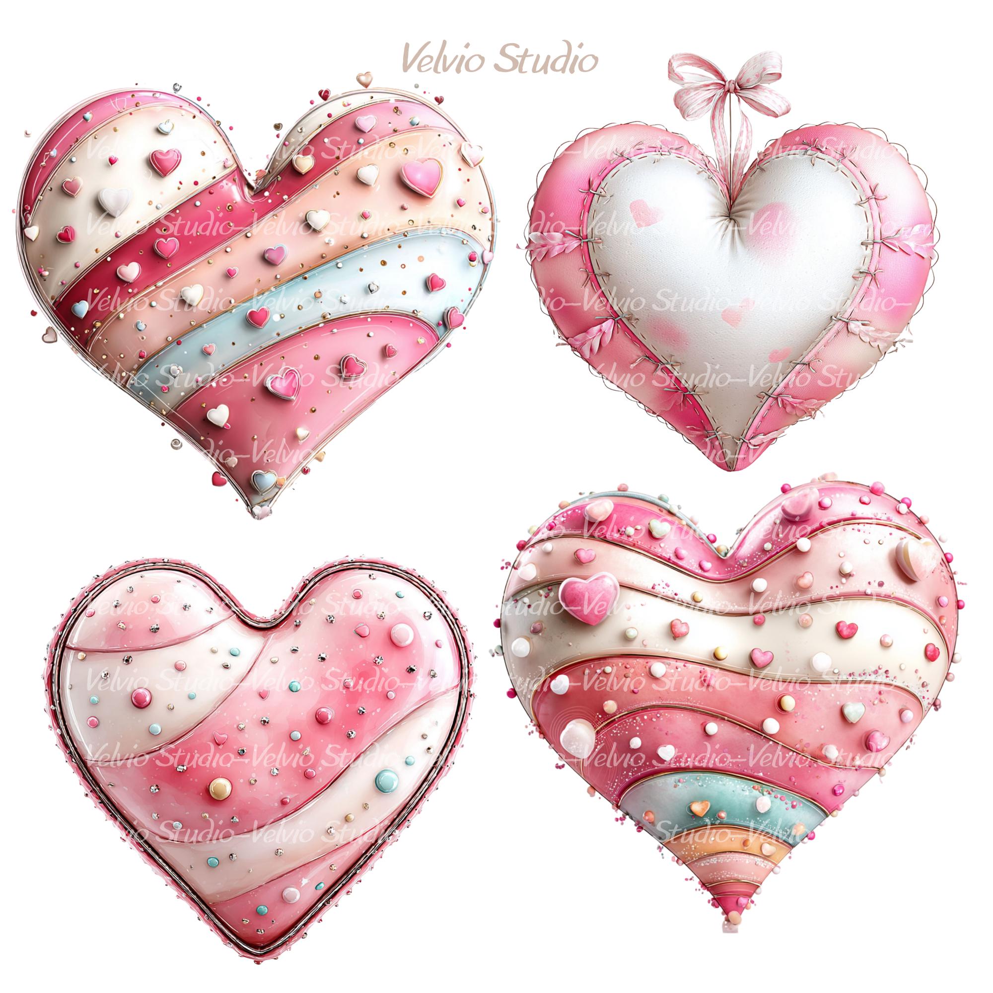 Pink Heart Clipart Bundle: Valentine Illustrations, 60 PNG & JPG Files ...