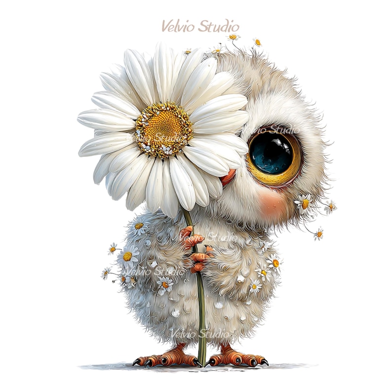 Whimsical Owl With Daisy Clipart Set: 14 PNG & JPG Files Included ...