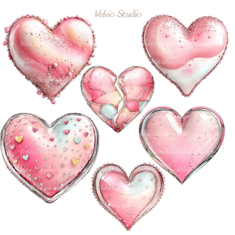 Pink Heart Clipart Bundle: Valentine Illustrations, 60 PNG & JPG Files ...