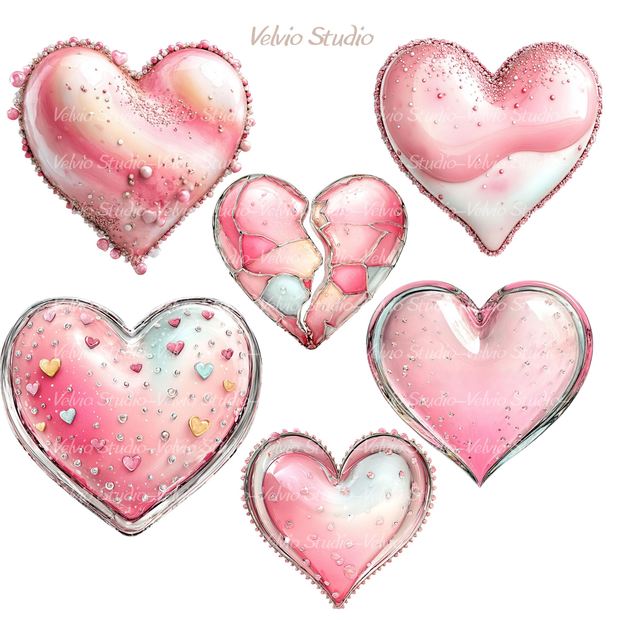 Pink Heart Clipart Bundle: Valentine Illustrations, 60 PNG & JPG Files ...