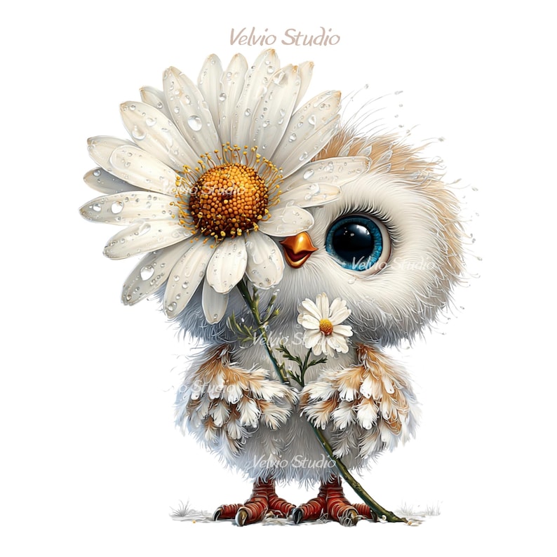 Whimsical Owl With Daisy Clipart Set: 14 PNG & JPG Files Included ...