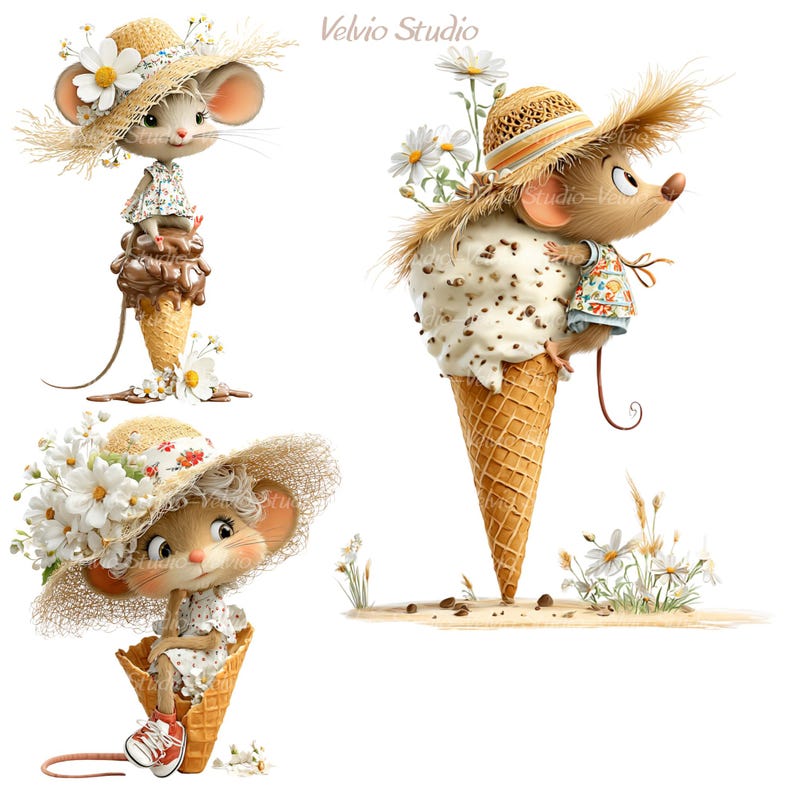 Whimsical Summer Animals With Ice Cream Clipart Set: 38 PNG & JPG Files ...