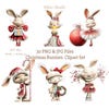 Cute Christmas Bunny Clipart - Watercolor Illustrations for Christmas ...