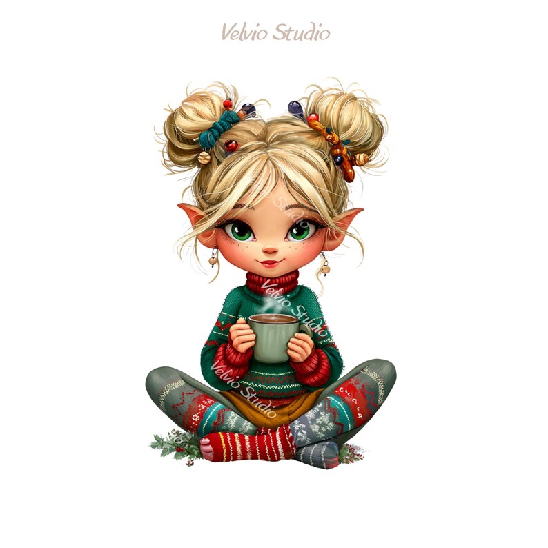 Christmas Elf Girls Clipart: Festive Winter Collection, 12 PNG & JPG ...