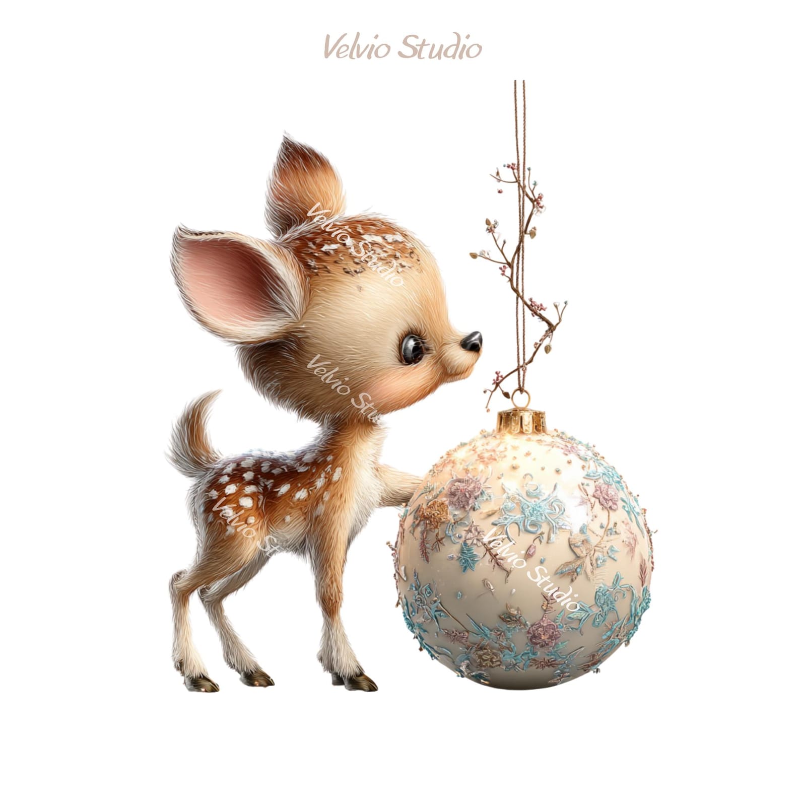 Christmas Baby Deer Clipart Set: Festive Winter Collection, 16 PNG ...