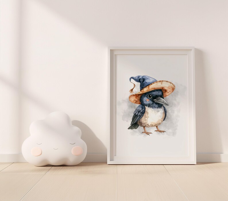 Wizard Crow Nursery Print: Fantasy Raven Art (digital Download) - Etsy