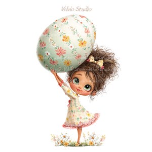Whimsical Easter Girls Clipart Set: 14 PNG & JPG Files (digital ...