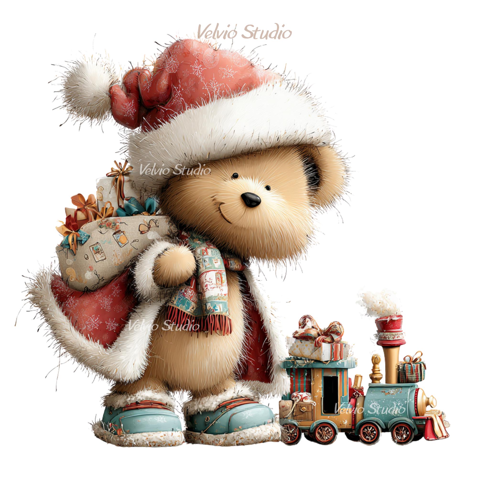 Teddy Bear Clipart Set: Festive Winter Illustrations, 23 PNG & JPG ...