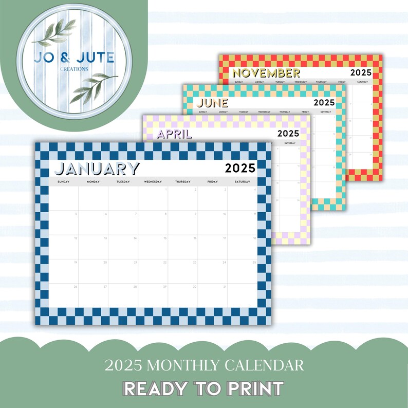 2025 Calendar Ready to Print Instant Download 12-month Calendar ...