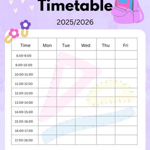 Editable School Timetable: Printable Student Planner (pdf/word, A4/US ...