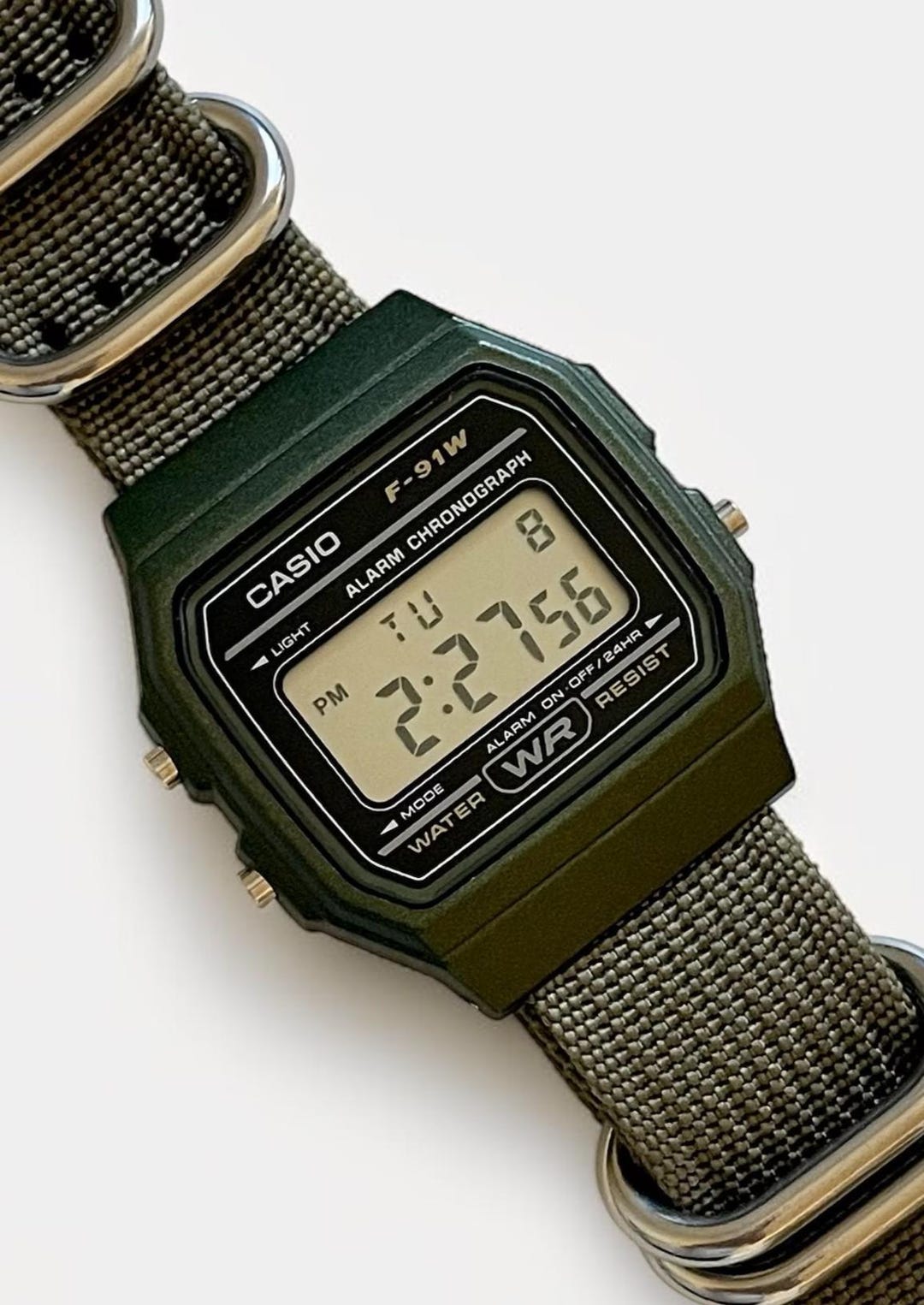 Custom Casio F-91 Green Digital Watch – Army Green Nylon Strap - Etsy