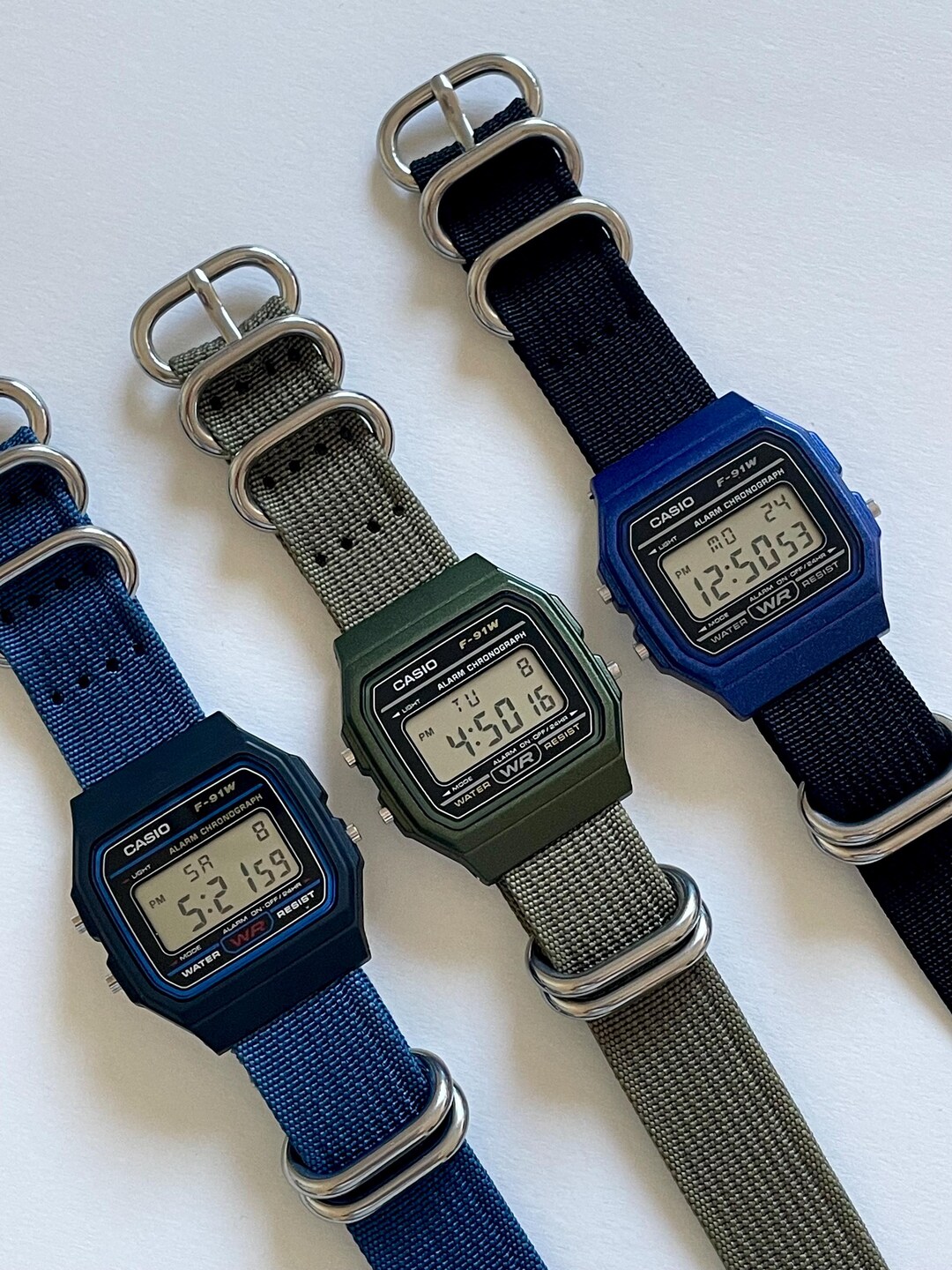 Casio F-91W Digital Quartz Watch – Customized With Metal Band, Retro ...