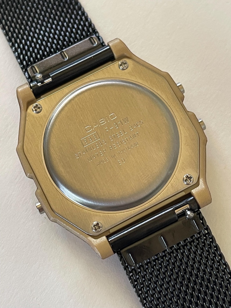 Custom Casio F-91 Gold Digital Watch – Black Metal Band - Etsy