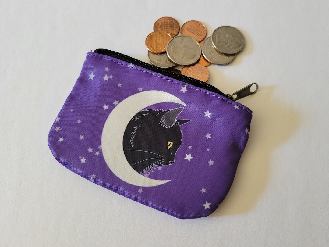 Moon Kitty Black Cat Coin Purse - Etsy