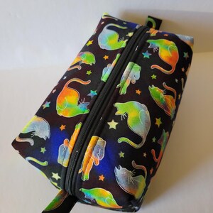 Rainbow Kitties and Stars Boxy Makeup Cosmetic Bag Zipper Pouch Pencil ...