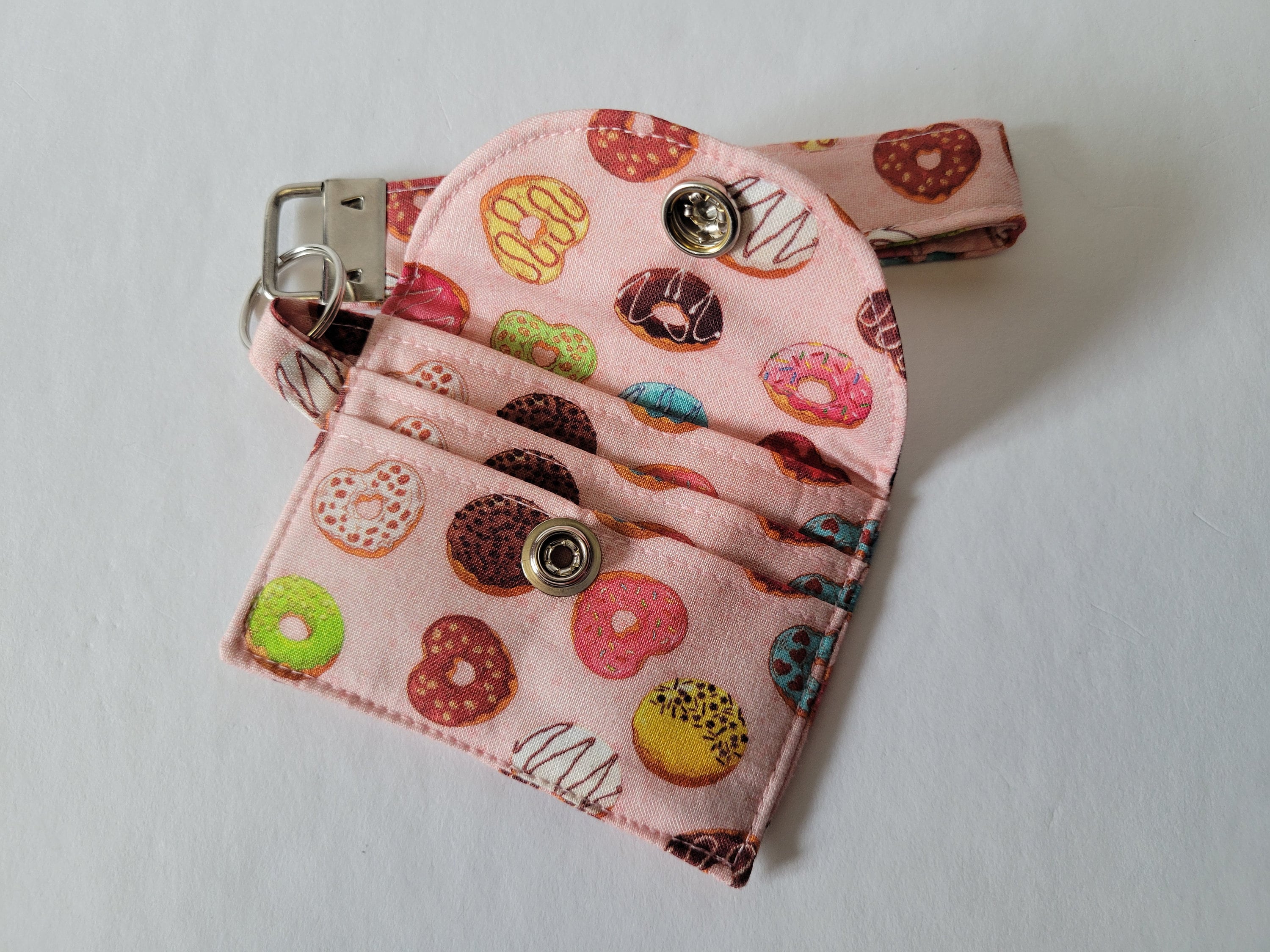 Pink Heart Donuts Mini Card Wallet Keychain - Etsy
