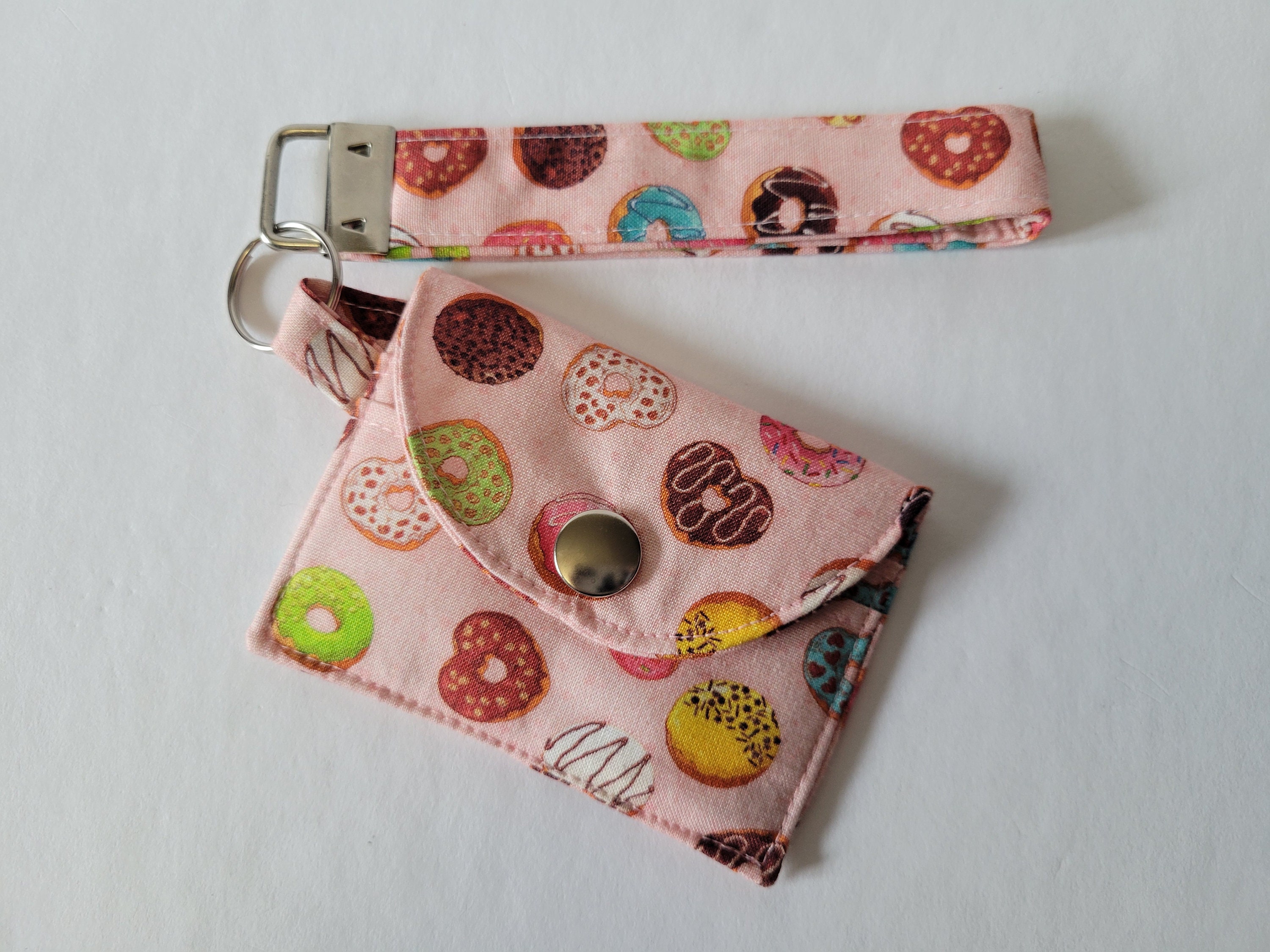 Pink Heart Donuts Mini Card Wallet Keychain - Etsy