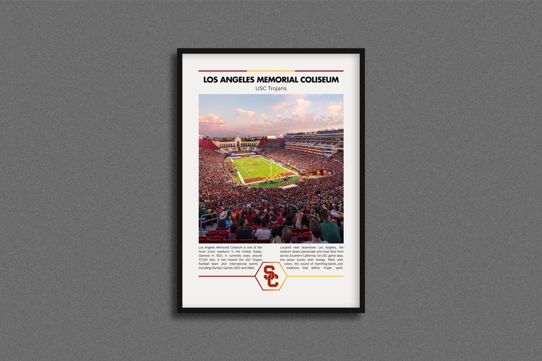 Los Angeles Memorial Coliseum Print | USC Trojans Poster | Los Angeles ...