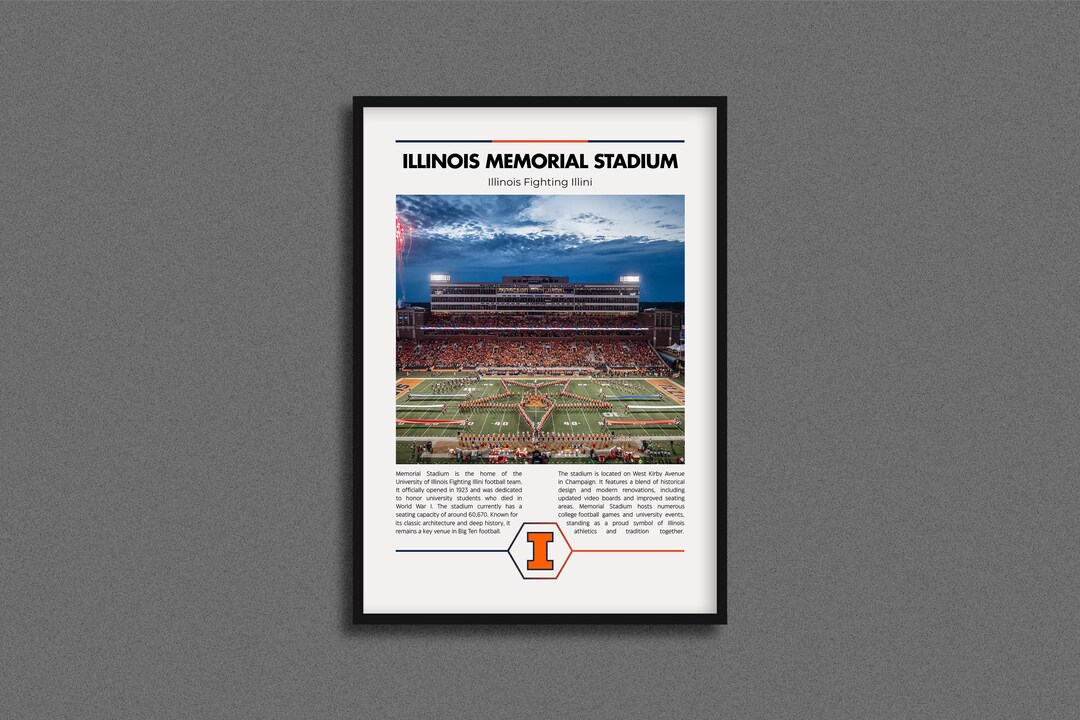 Illinois Memorial Stadium Print | Illinois Fighting Illini Poster ...