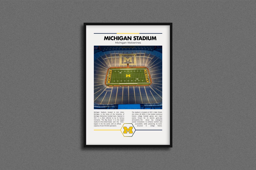 Michigan Stadium Print | Michigan Wolverines Poster | Michigan Stadium ...