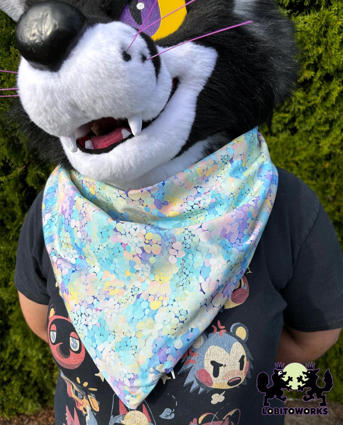 Jumbo FURSUIT SIZE Bandana With Zippered Pocket - Reversible, Rainbow ...