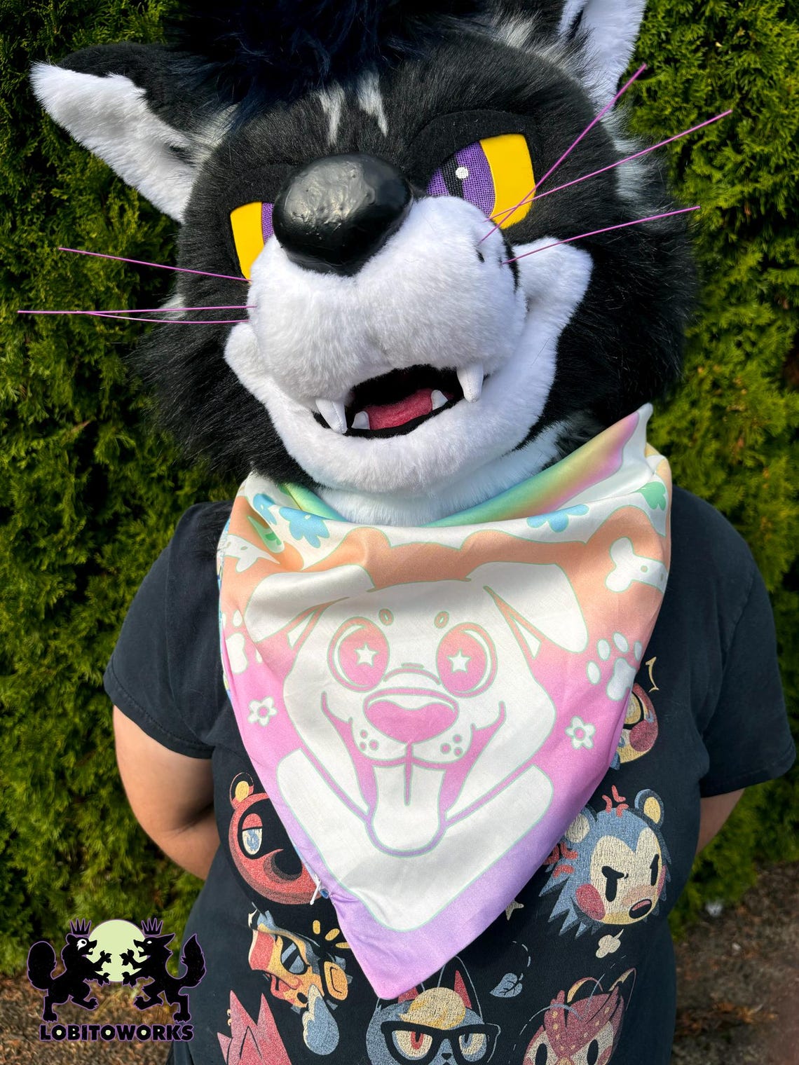 Jumbo FURSUIT SIZE Bandana With Zippered Pocket - Reversible, Rainbow ...