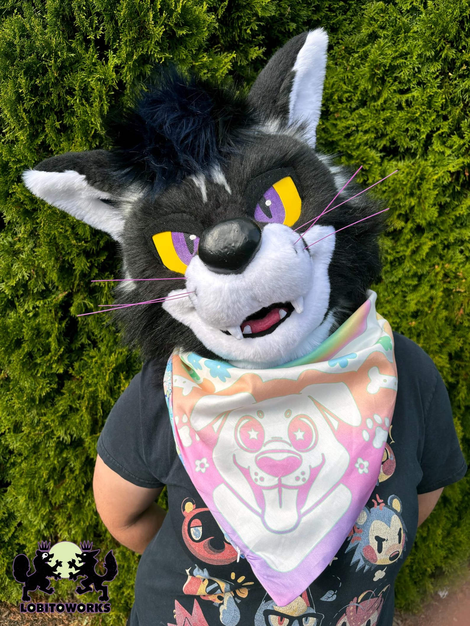 Jumbo FURSUIT SIZE Bandana With Zippered Pocket - Reversible, Rainbow ...