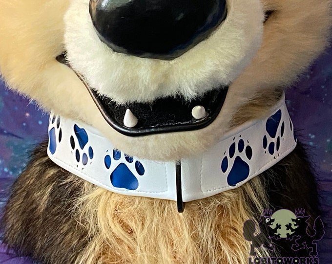 Fursuit Collar - Blue Pawprints - READY TO SHIP - Etsy