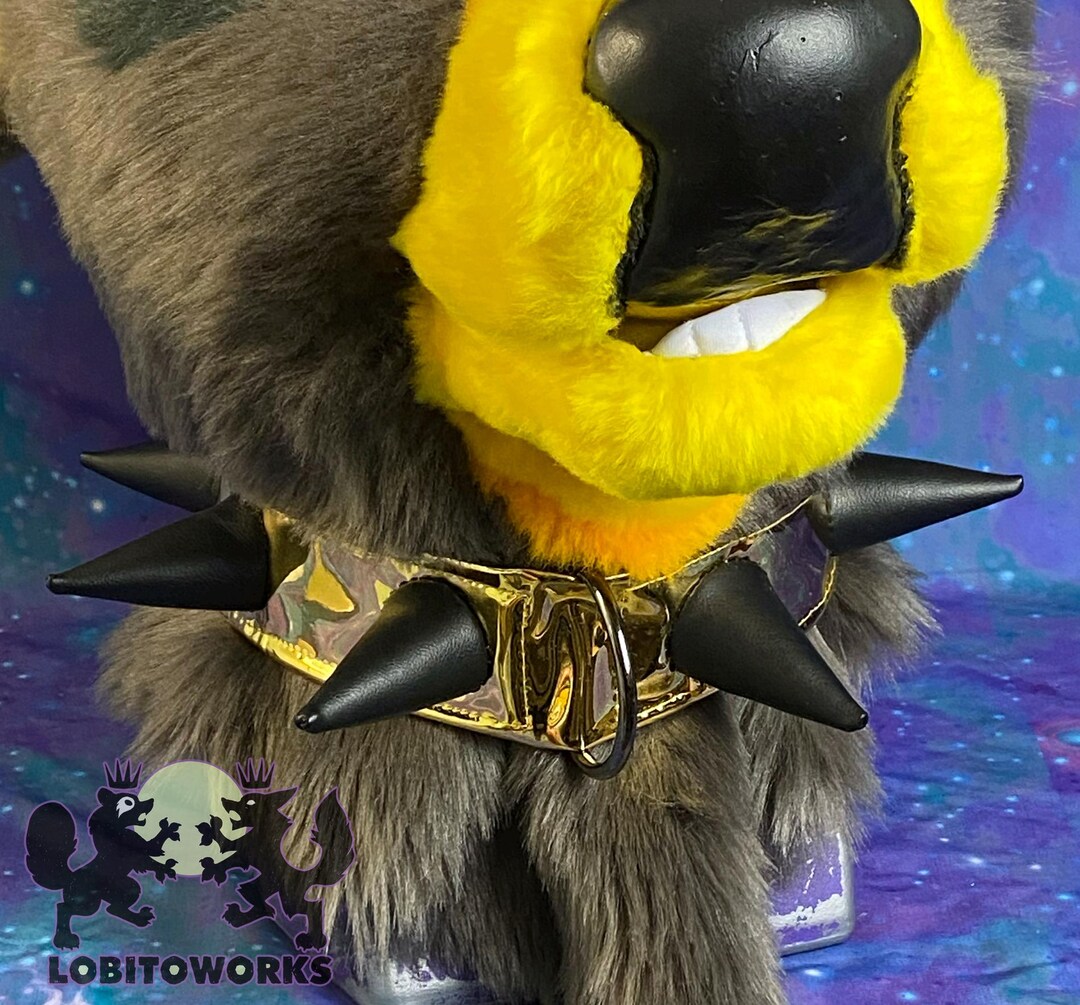 Fursuit Collar - Metallic Gold With Black Spikes - READY TO SHIP - Etsy
