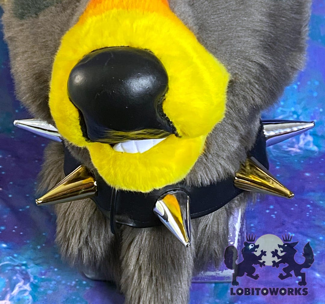 Fursuit Collar - Black With Alternating Silver and Gold Spikes - READY ...
