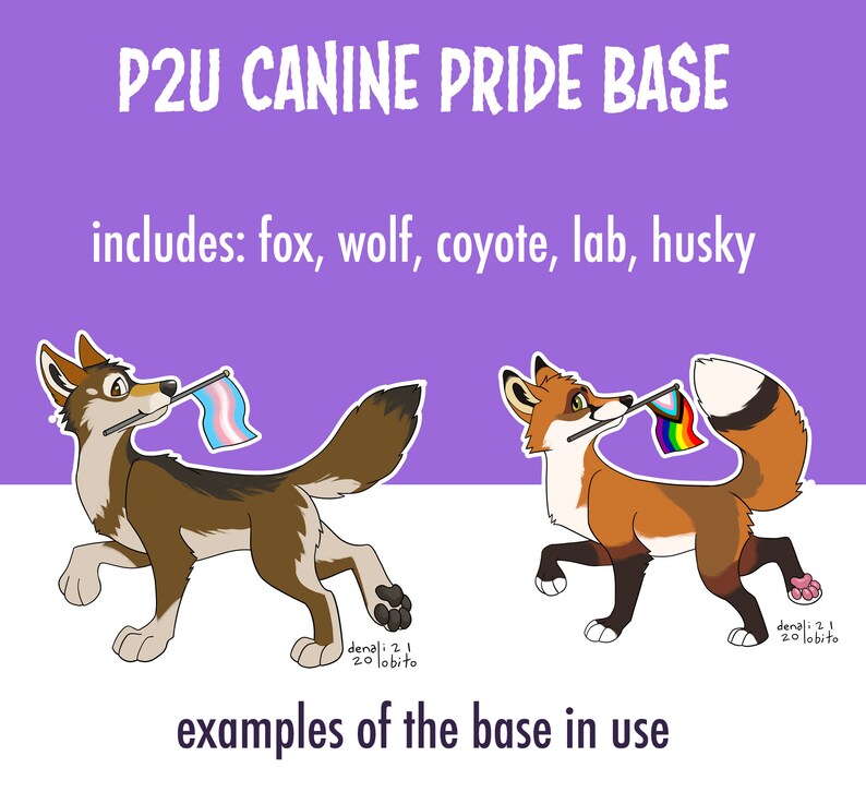 P2U Furry Base Canine With Pride Flags YCH - Etsy Hong Kong