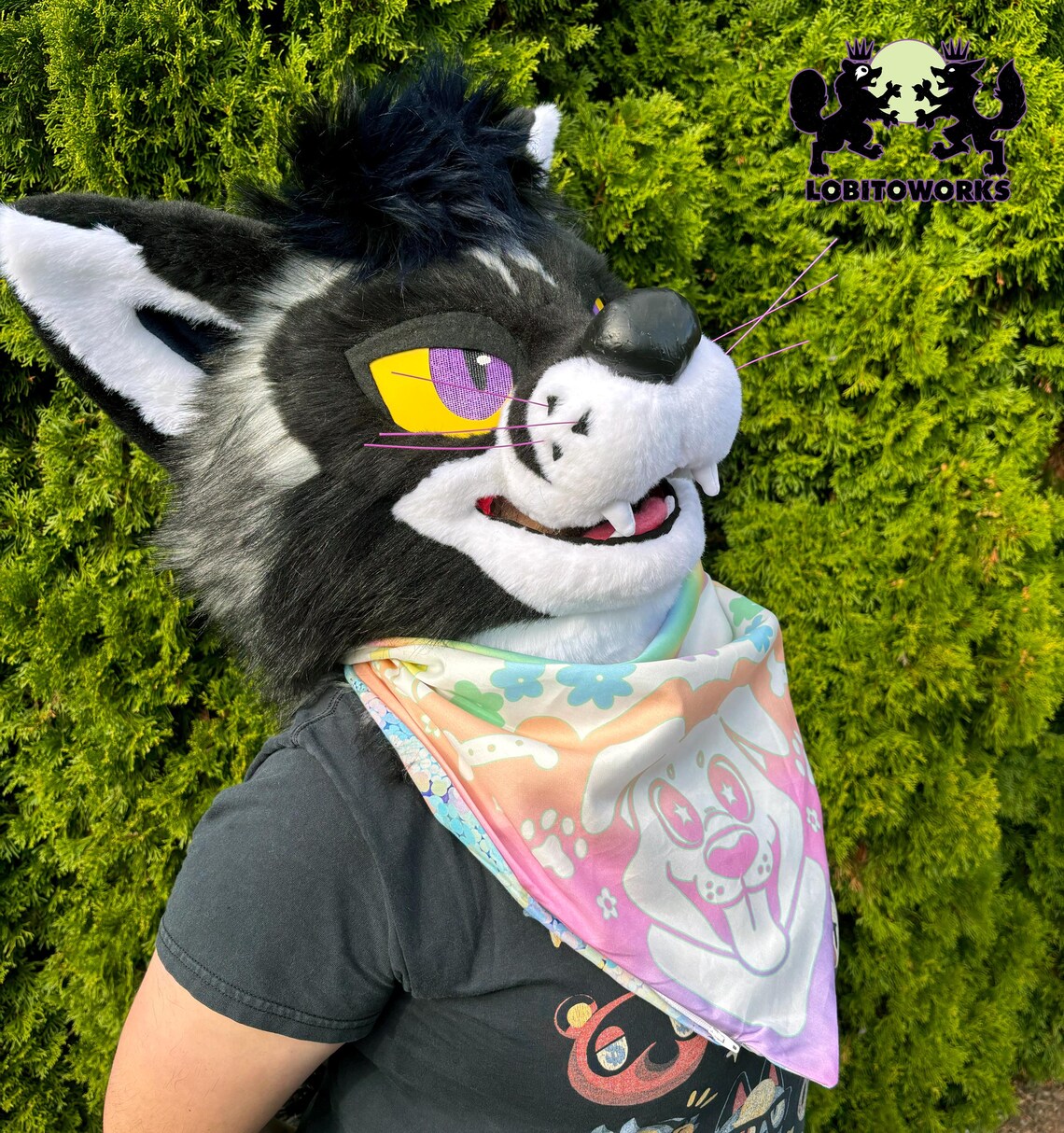 Jumbo FURSUIT SIZE Bandana With Zippered Pocket - Reversible, Rainbow ...
