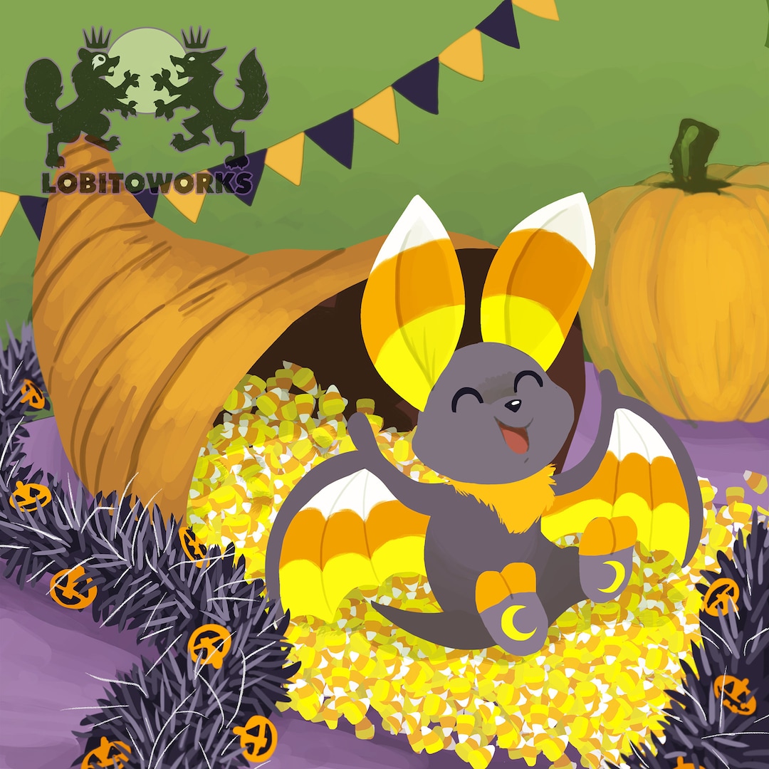 Candycornucopia - 10 X 10" Art Print Candy Corn Bat Halloween - Etsy